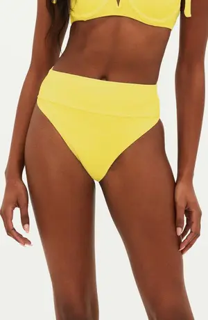 Beach Riot Beach Riot Highway High Waist Bikini Bottom Lemon Yellow