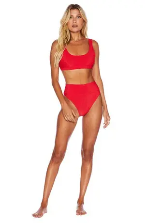 Beach Riot Highway High Waist Bikini Bottom - Red