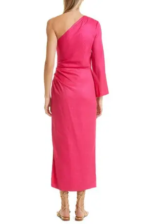 Veronica Beard Patsy One-shoulder Linen Blend Dress