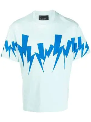 Neil Barrett Thunderbolt-print Cotton T-shirt - Blue