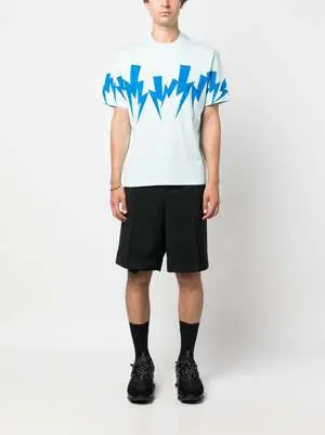 Neil Barrett Thunderbolt-print Cotton T-shirt - Blue