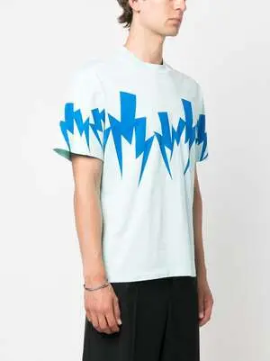 Neil Barrett Thunderbolt-print Cotton T-shirt - Blue