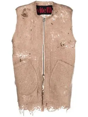 VITELLI Distressed-effect Zip-up Vest