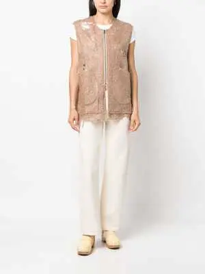 VITELLI Distressed-effect Zip-up Vest