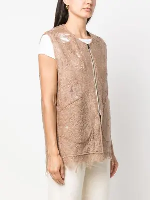 VITELLI Distressed-effect Zip-up Vest