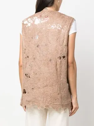 VITELLI Distressed-effect Zip-up Vest