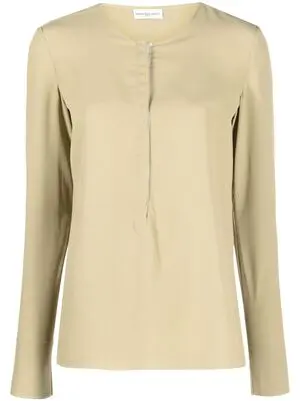 Veronique Leroy Round-neck Long-sleeve Blouse - Green