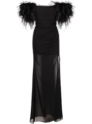 Giuseppe Di Morabito Feather-trim Maxi Dress