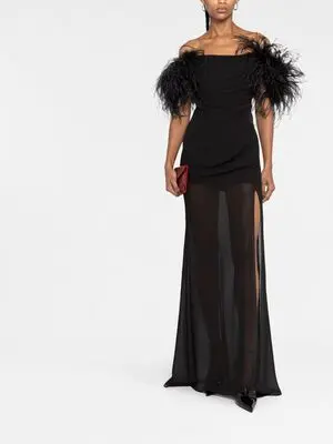 Giuseppe Di Morabito Feather-trim Maxi Dress
