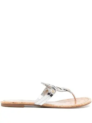 Tory Burch Miller Logo-patch Slides Silver