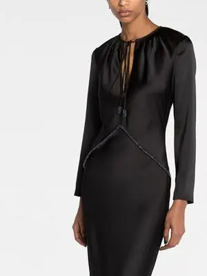V:PM ATELIER Crystal-embellished Long-sleeve Dress