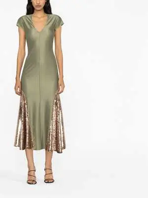 V:PM ATELIER V-neck Sequin-embellished Dress