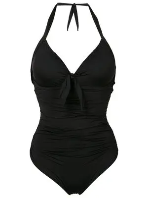 AMIR SLAMA Self-tie Halterneck One-piece Swimsuit - Black