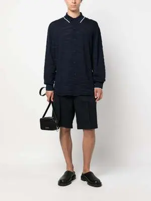 Missoni Contrasting-trim Wool-blend Shirt - Blue
