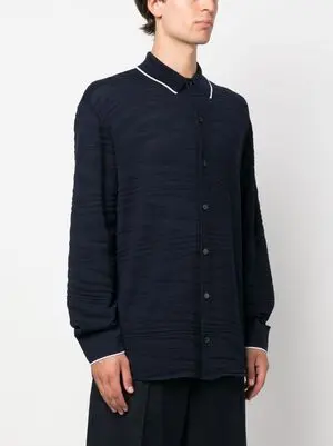 Missoni Contrasting-trim Wool-blend Shirt - Blue