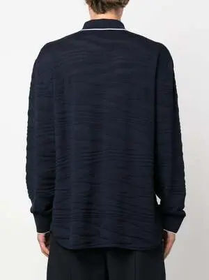 Missoni Contrasting-trim Wool-blend Shirt - Blue