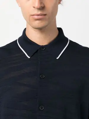 Missoni Contrasting-trim Wool-blend Shirt - Blue