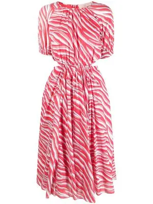 Michael Kors Zebra-print Cotton Midi Dress