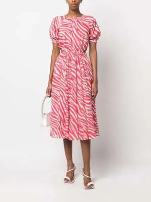 Michael Kors Zebra-print Cotton Midi Dress