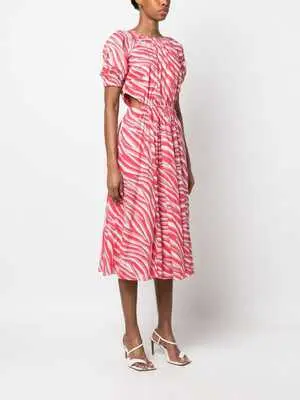 Michael Kors Zebra-print Cotton Midi Dress