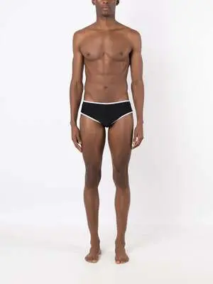 AMIR SLAMA Contrasting-trim Swimming Trunk - Black