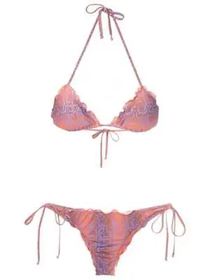 AMIR SLAMA Snakeskin-print Triangle Bikini
