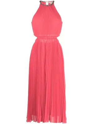 Michael Kors Pleated Halterneck Midi Dress