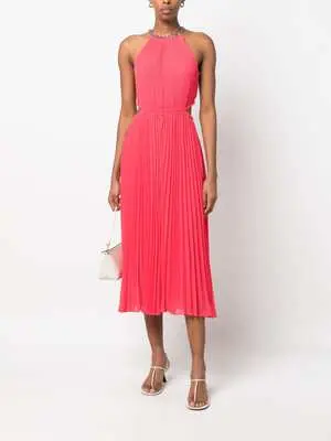 Michael Kors Pleated Halterneck Midi Dress