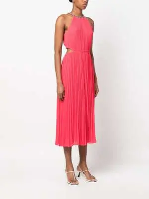 Michael Kors Pleated Halterneck Midi Dress
