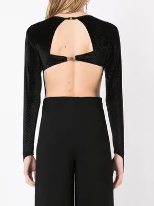 AMIR SLAMA Cutout Velvet-effect Bodysuit