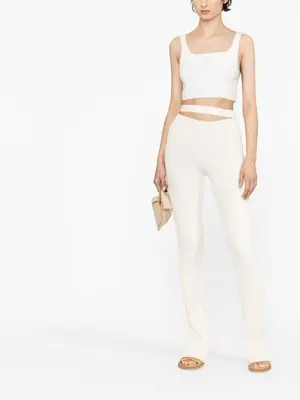 ANDREĀDAMO High-waisted Cut-out Trousers - Neutrals