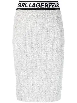 Karl Lagerfeld Logo-waistband Knitted Skirt - Black