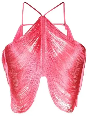Cult Gaia Quella Fringed Halterneck Top