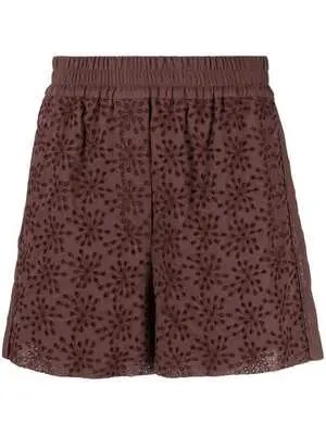 Brunello Cucinelli Floral-embroidered Cotton Shorts