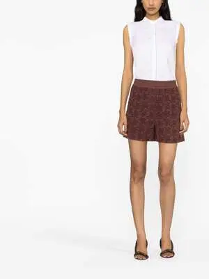 Brunello Cucinelli Floral-embroidered Cotton Shorts