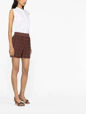 Brunello Cucinelli Floral-embroidered Cotton Shorts