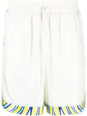 Casablanca Tennis Club Icon Silk Shorts - Neutrals