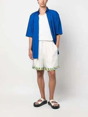Casablanca Tennis Club Icon Silk Shorts - Neutrals