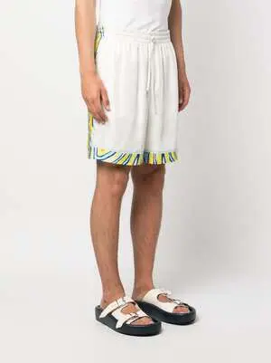 Casablanca Tennis Club Icon Silk Shorts - Neutrals