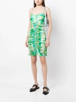 GANNI Organic-silk Ruched Dress
