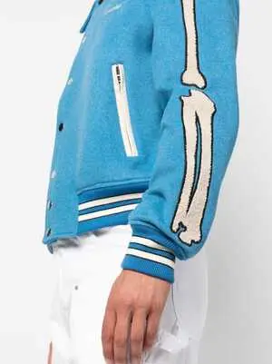 Amiri Bones Appliqué Wool-blend Bomber Jacket
