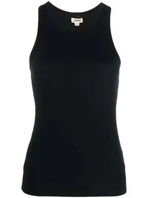 L'Agence Ribbed Round-neck Tank-top - Black