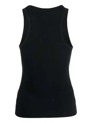 L'Agence Ribbed Round-neck Tank Top - Black