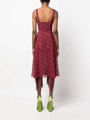Versace Logo-print Asymmetric-hem Dress