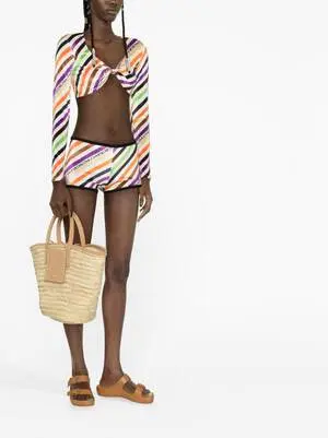 SIEDRES Striped Twist-front Crop Top
