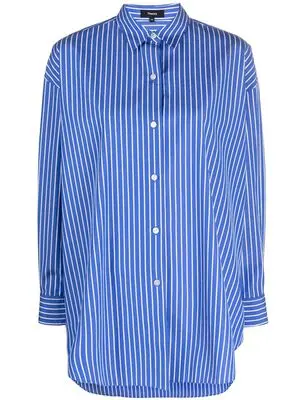 Theory Striped Button-up Cotton Shirt