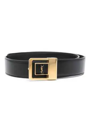 SAINT LAURENT Saint Laurent Logo-Plaque Leather Belt