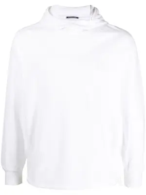C.P. COMPANY Logo-patch Long-sleeve Hoodie - White
