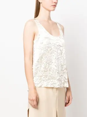 LANVIN V-back Crinkled-effect Top
