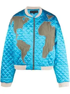 WHO DECIDES WAR BY EV BRAVADO Global Grid Bomber Jacket - Blue